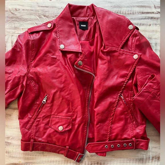 NUDE | Jackets & Coats | Red Pleather Teen Girls Jacket By Nude | Poshmark